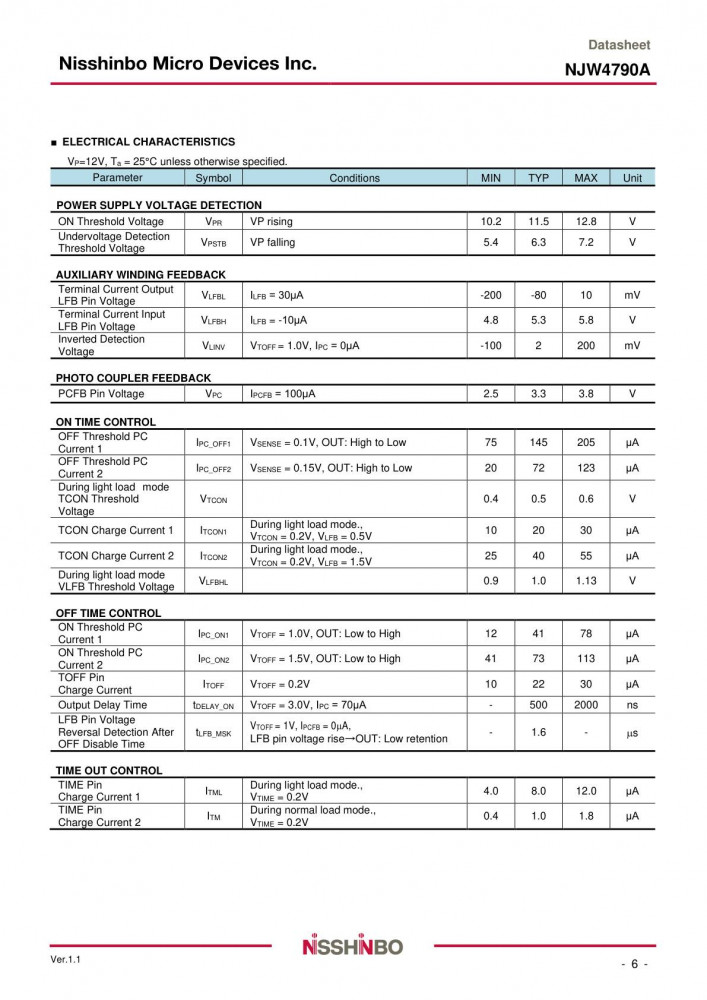 NJW4790A datasheet page 6