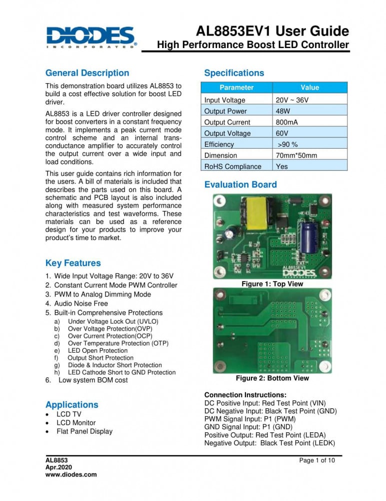 AL8853EV1 document page 1