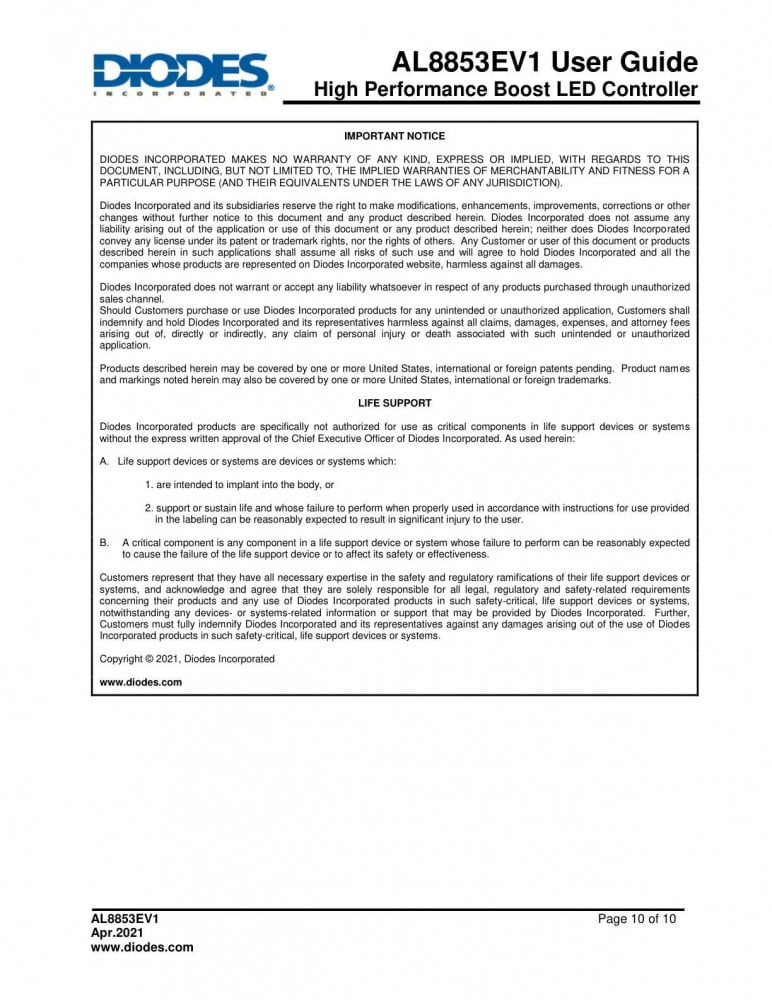 AL8853EV1 document page 10