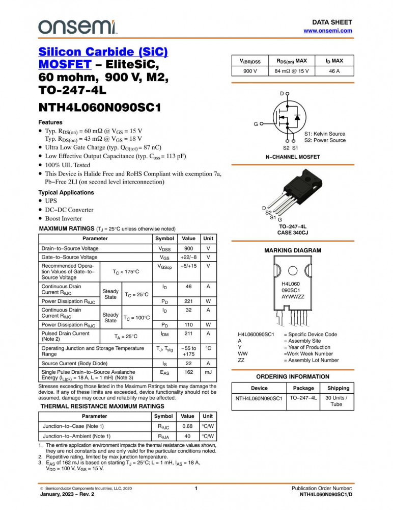 NTH4L060N090SC1 datasheet page 1