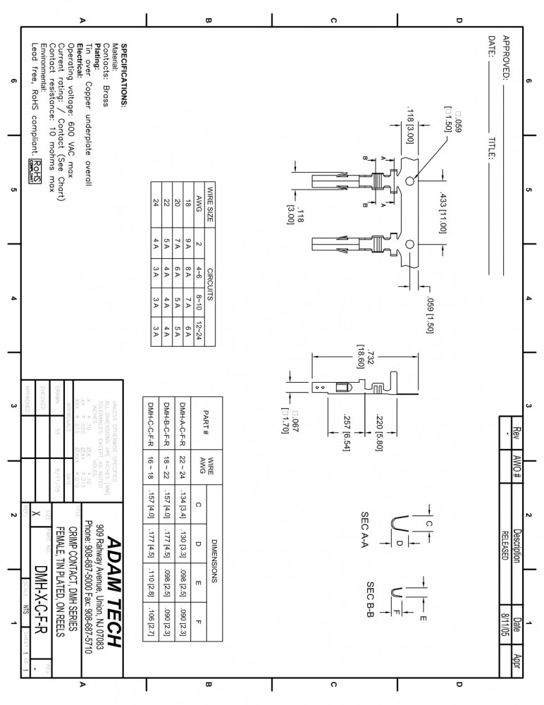 ADAM TECH DMH-X-C-F-R contact drawing preview