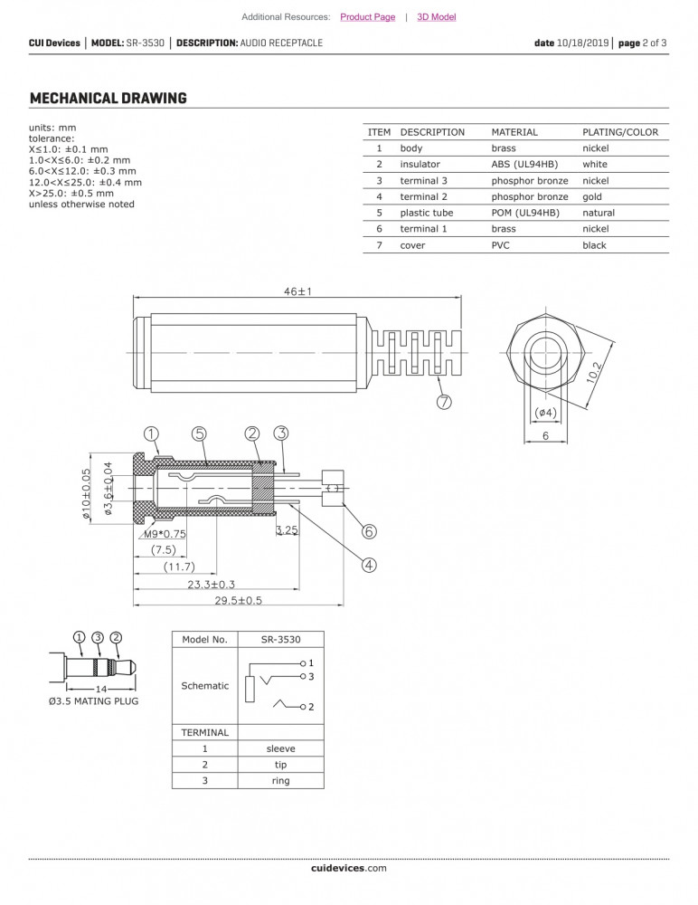 CUI SR-3530 datasheet page 2