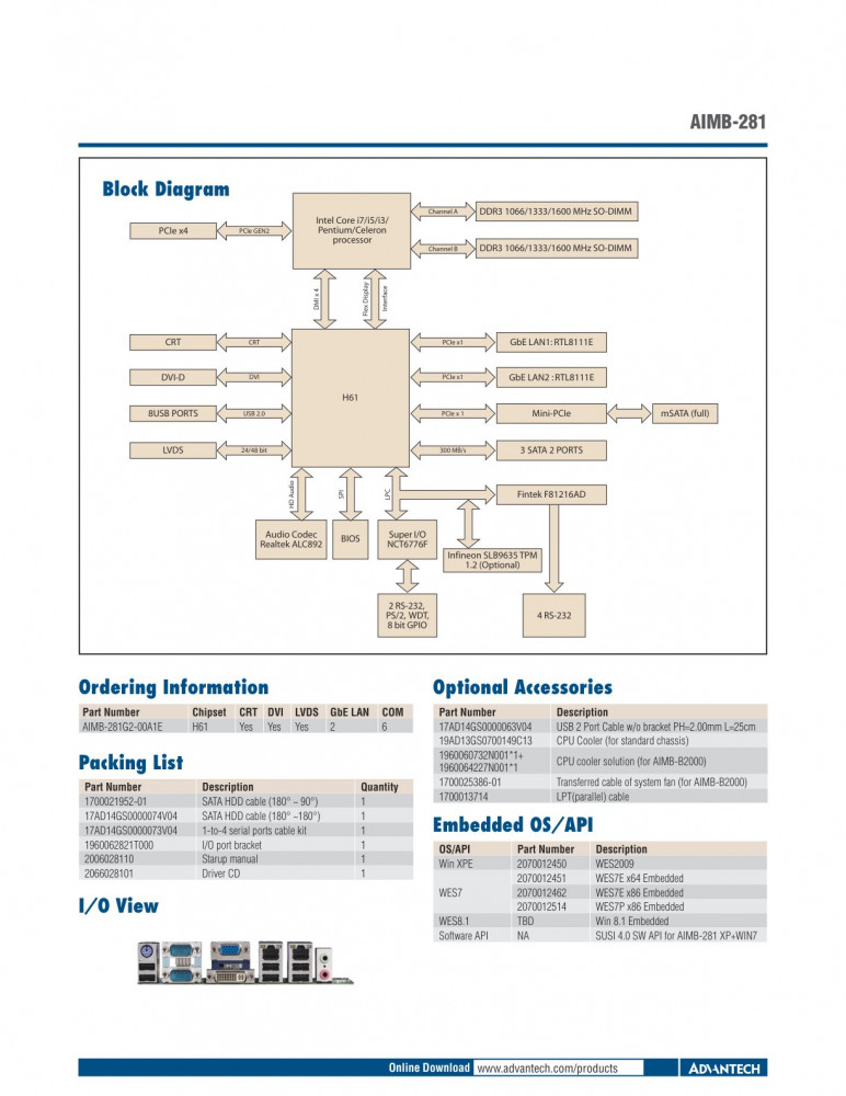 ADVANTECH AIMB-281G2-00A1E technical document page 2