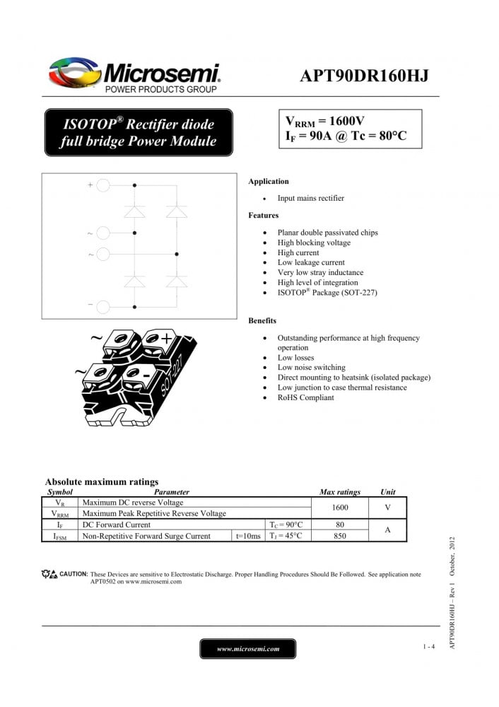 APT90DR160HJ datasheet page 1