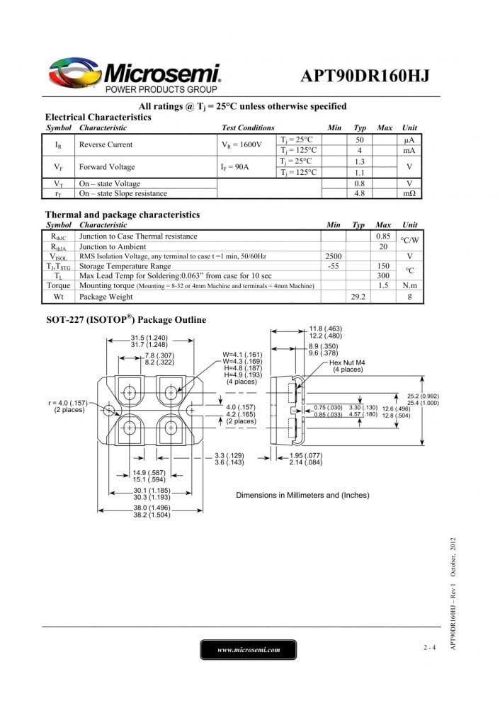 APT90DR160HJ datasheet page 2