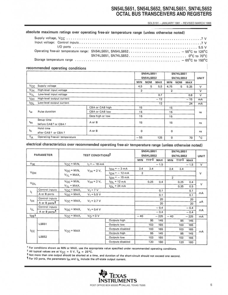 74LS652NS technical document page 6