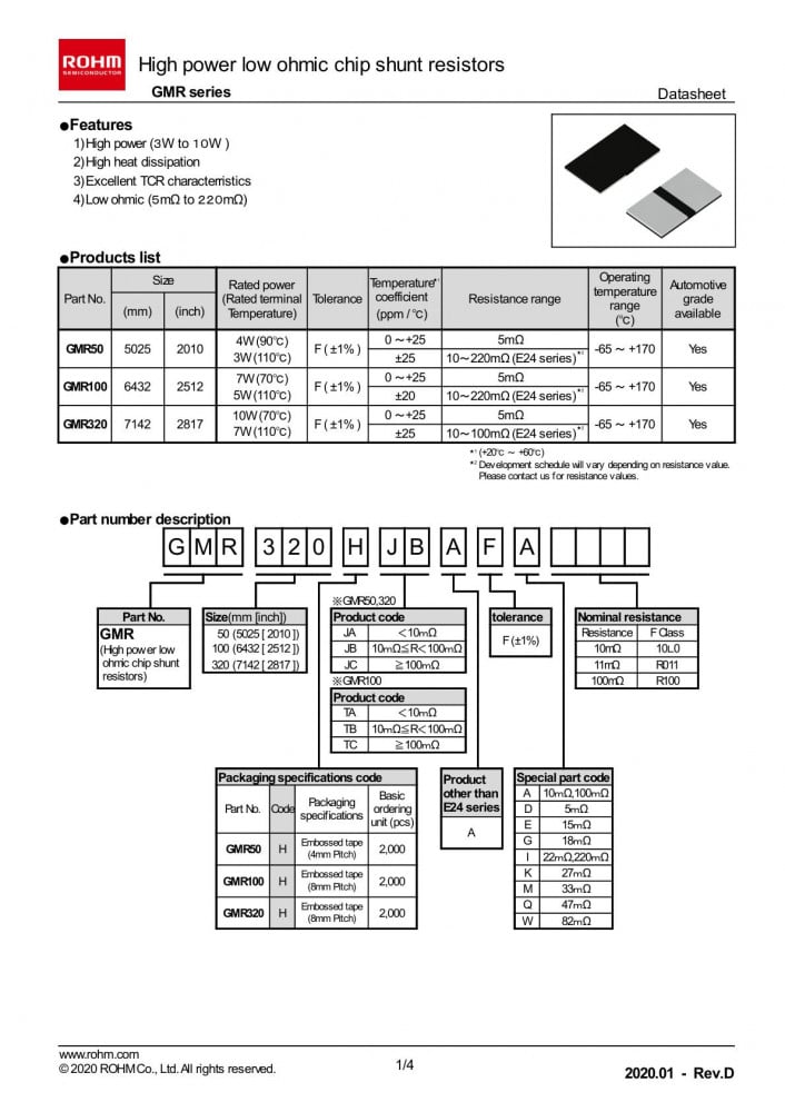 ROHM GMR50 document page 1