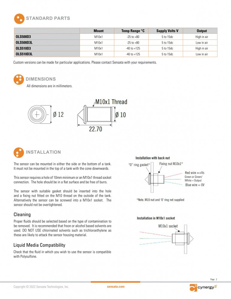 OLS5 series datasheet page 2