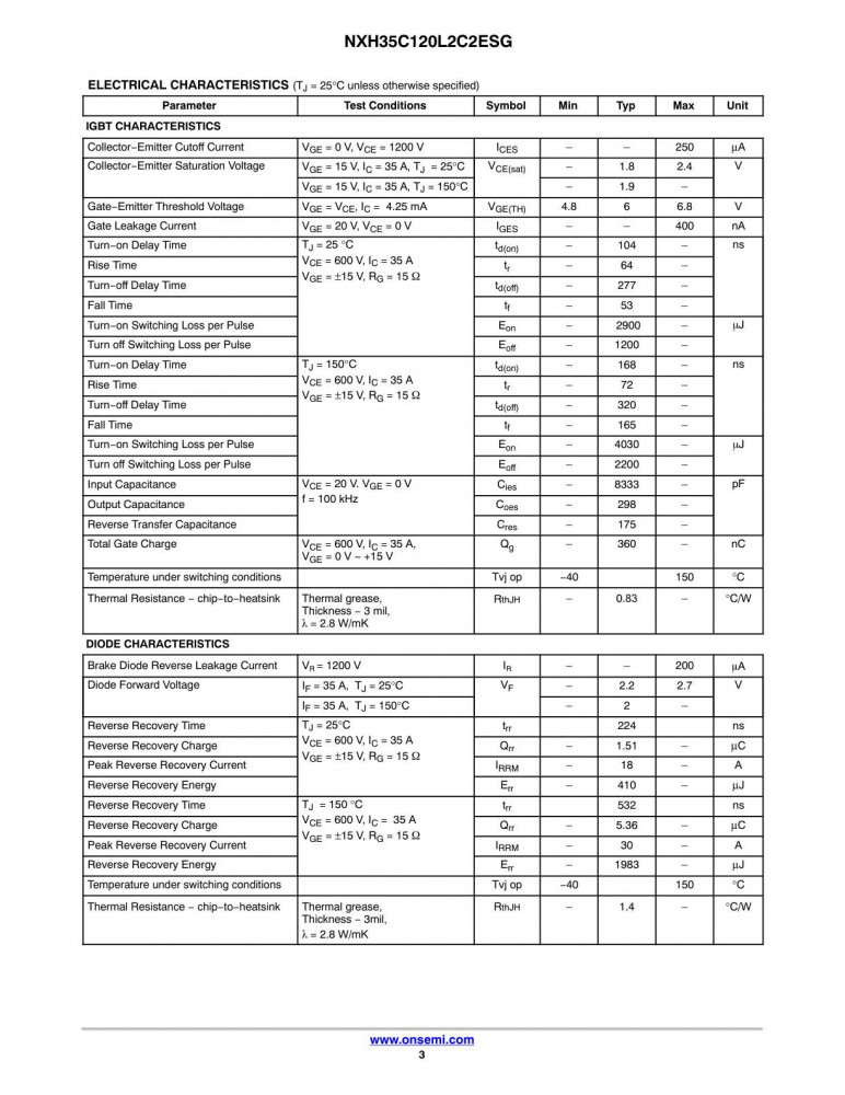 NXH35C120L2C2ESG datasheet page 3