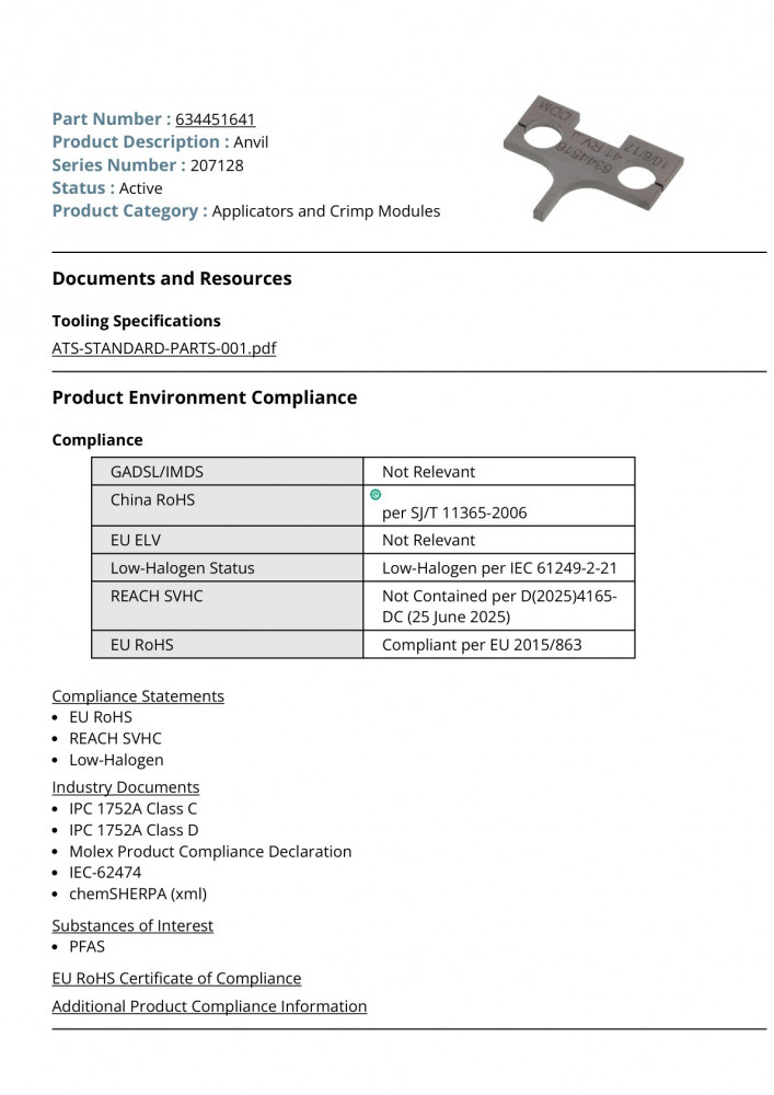 Tooling specification document page 1