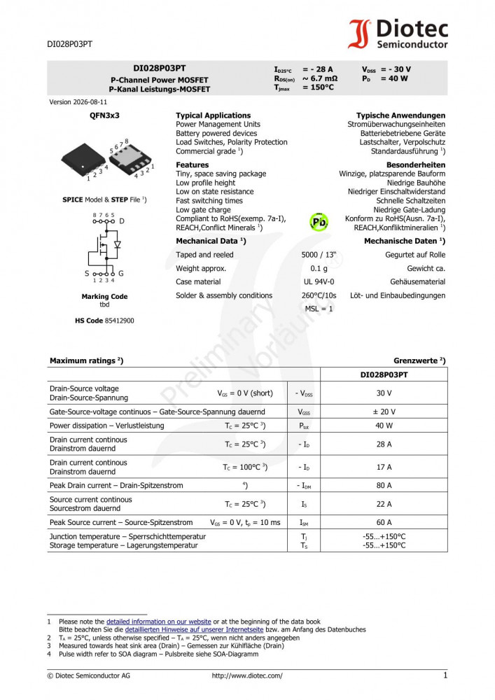 DI028P03PT document page 1