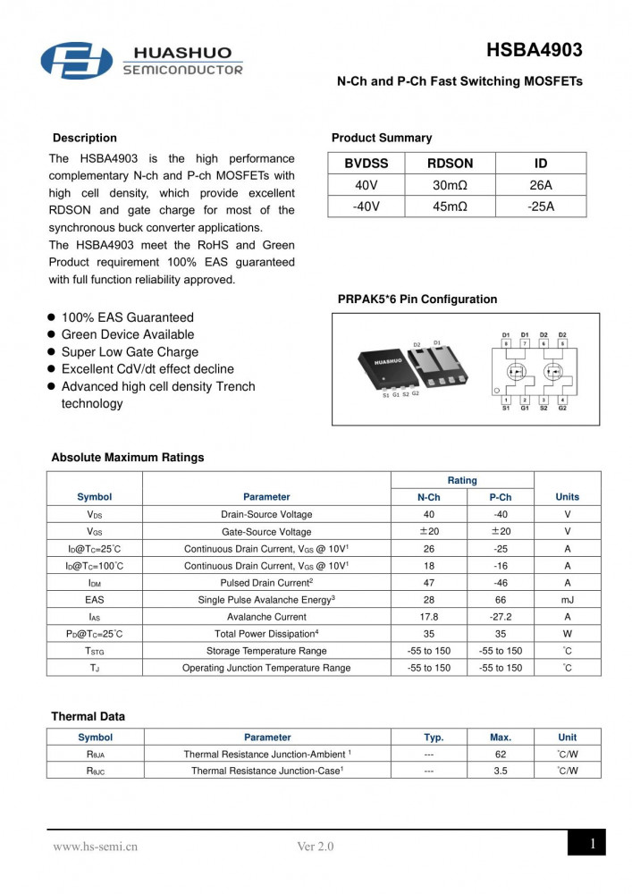HSBA4903 datasheet page 1