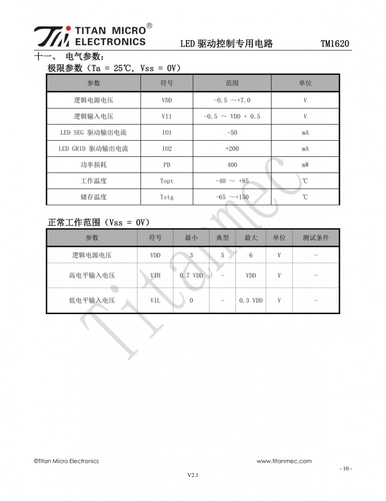 TM1620 datasheet page 10