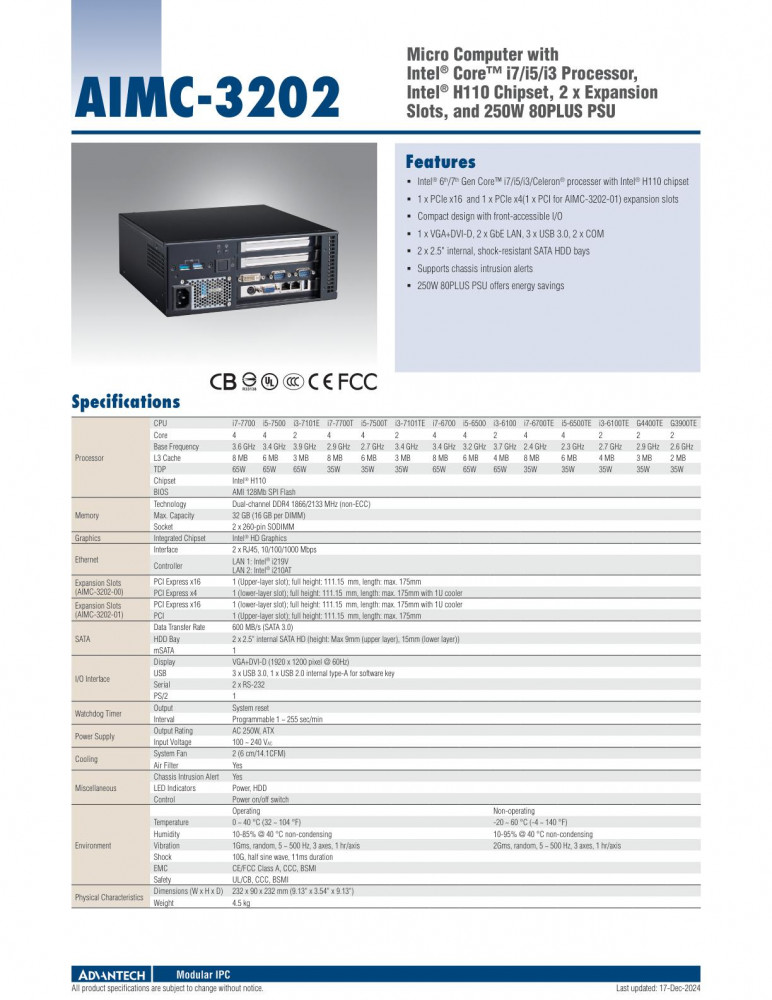 AIMC-3202 product documentation, page 1