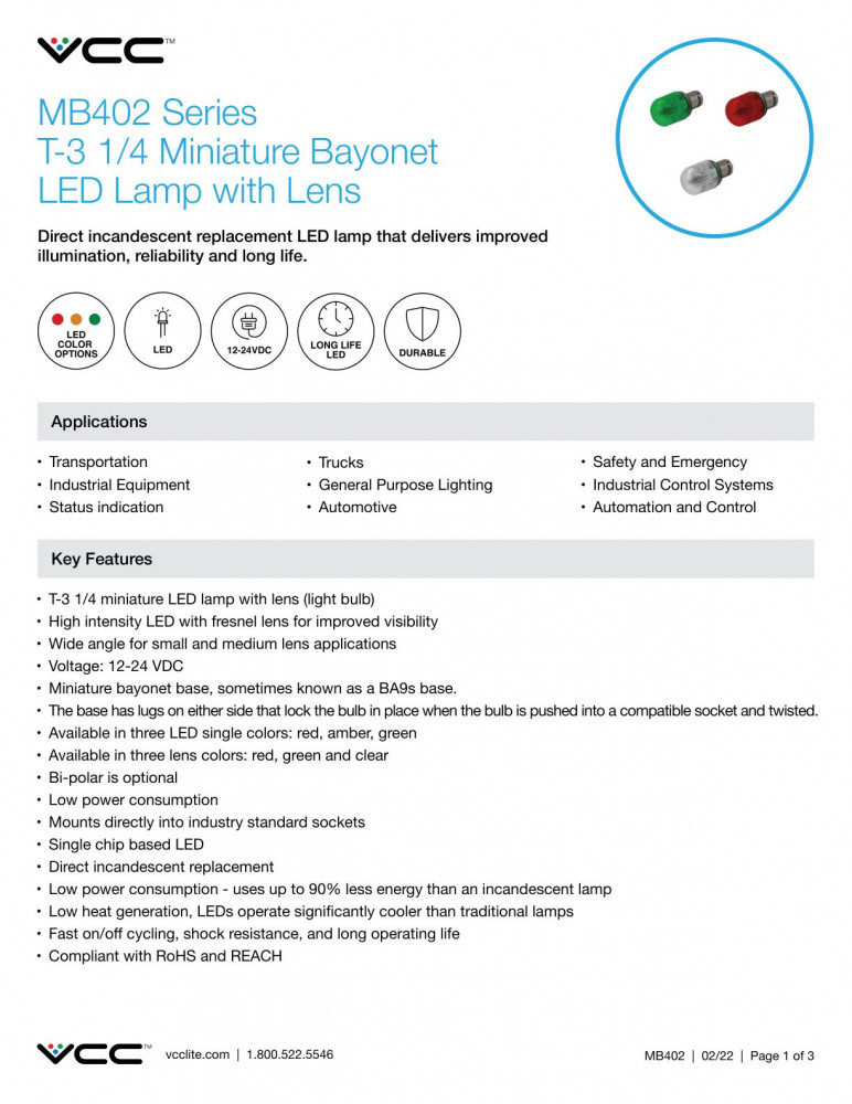 MB402 series product documentation page 1