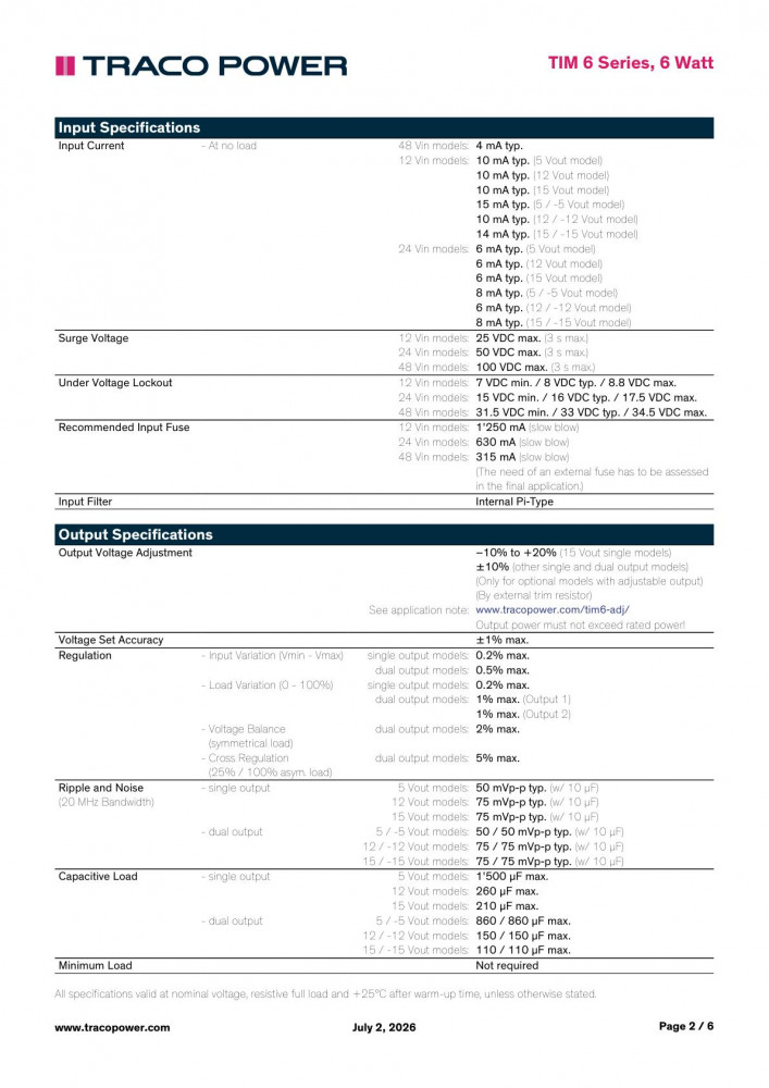 TIM 6 product document preview, page 2