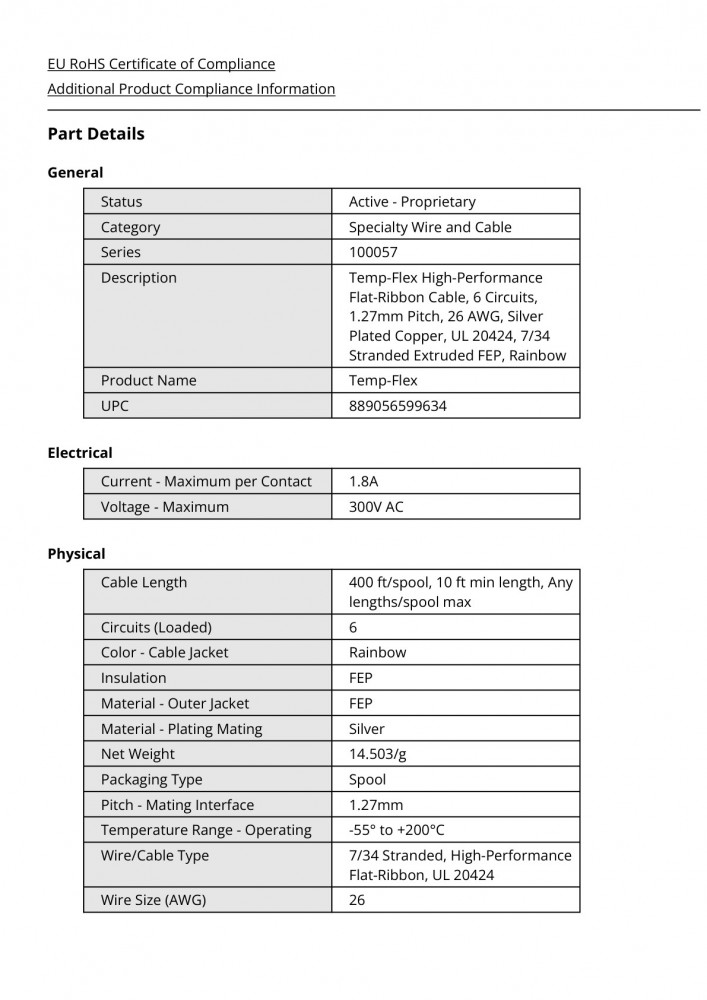 MOLEX cable product document, page 2