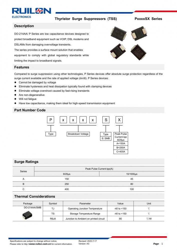 P1800SB datasheet page 1