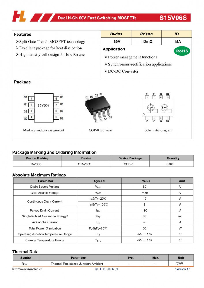 S15V06S datasheet page 1