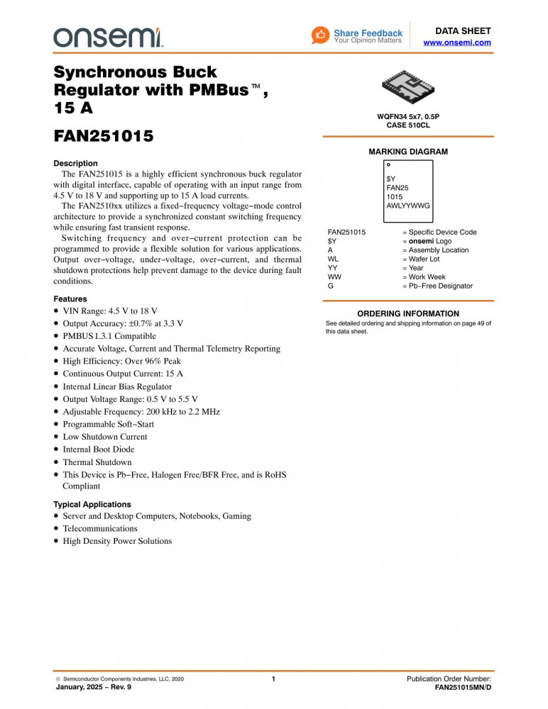 FAN251015 technical document, page 1
