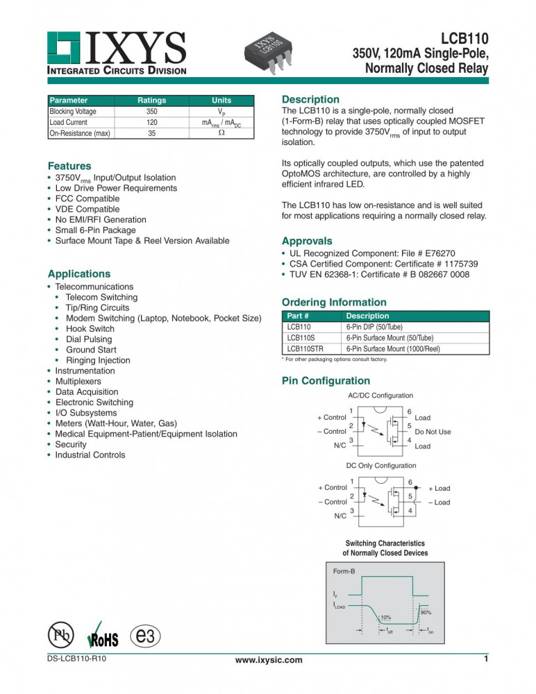 LCB110S datasheet page 1