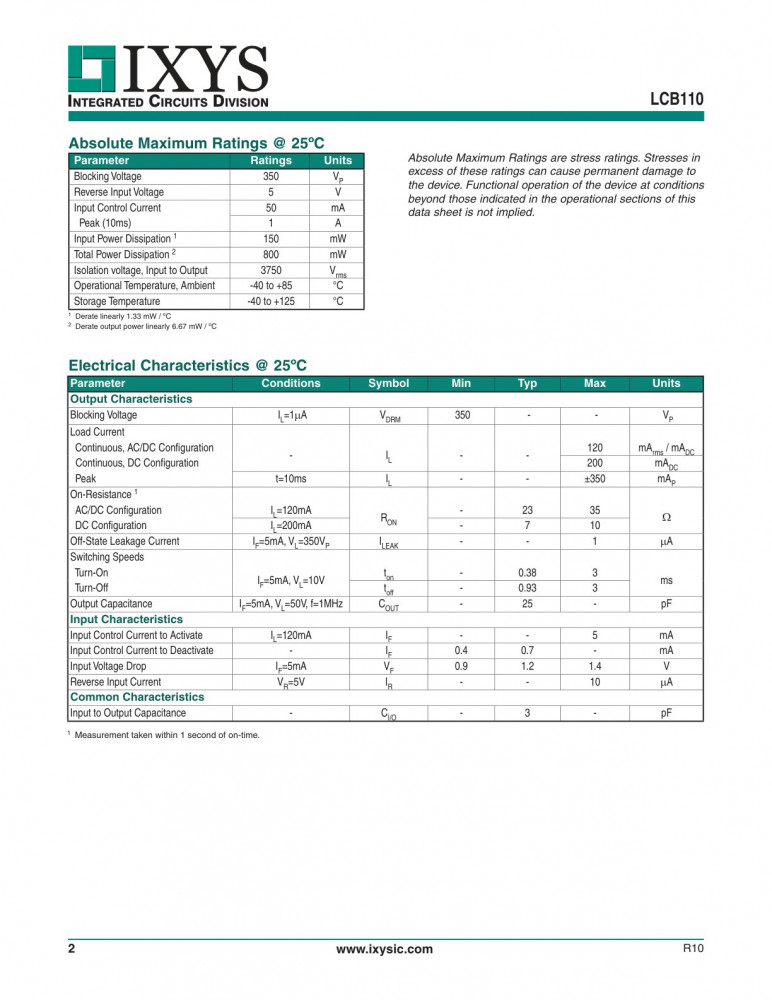 LCB110S datasheet page 2