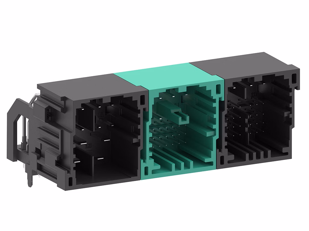 stAK50h 3 Bay Right-Angle Hybrid Header, 86 Circuits, Bay 1: 32 Circuits/Key 2/Blue; Bay 2: 27 Circuits/Key 2/Green; Bay 3: 27 Circuits/Key 1/Black; Tube