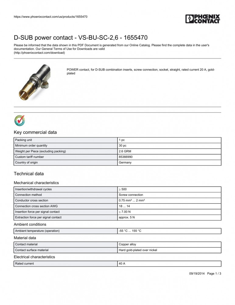 Phoenix Contact 1655470 catalogue page 1