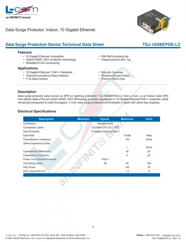 TSJ-10GBEPOE-LC datasheet page 1