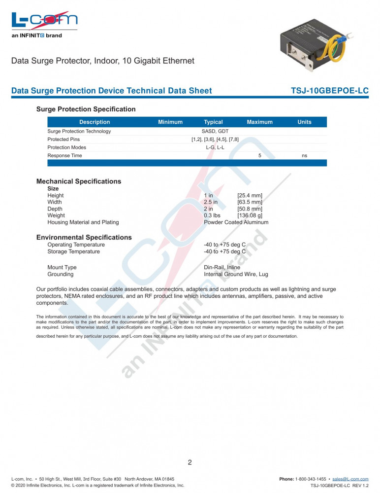 TSJ-10GBEPOE-LC datasheet page 2