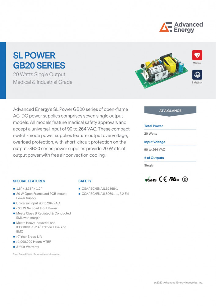GB20 series datasheet page 1
