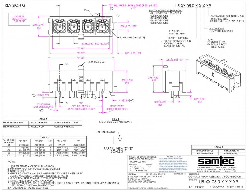 Samtec IJ5 assembly drawing page 1