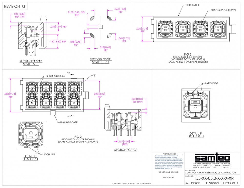 Samtec IJ5 dimensional table page 2