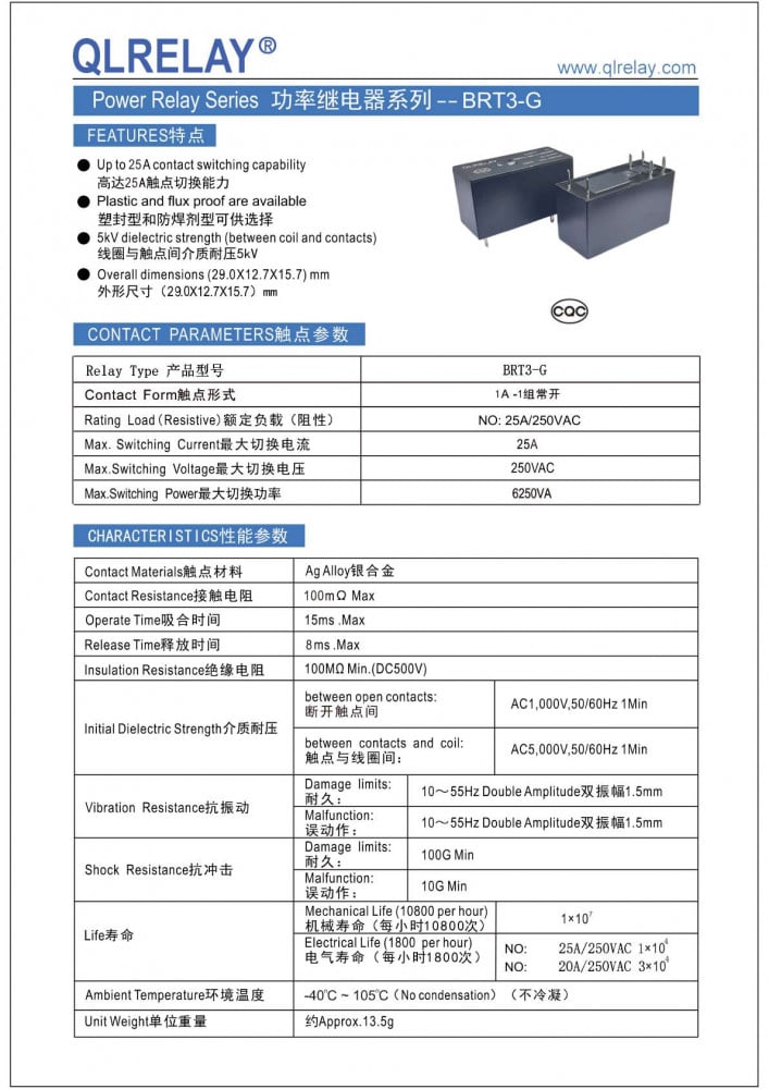 BRT3 relay technical document page 1