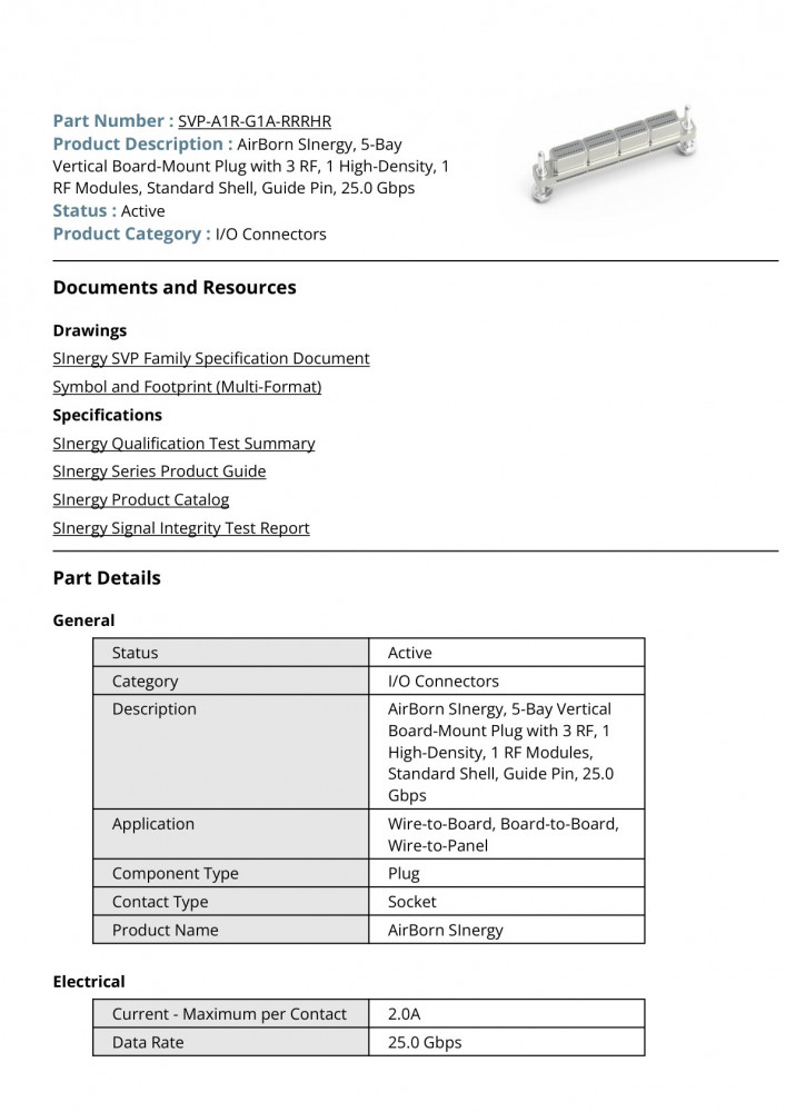 SInergy product document page 1