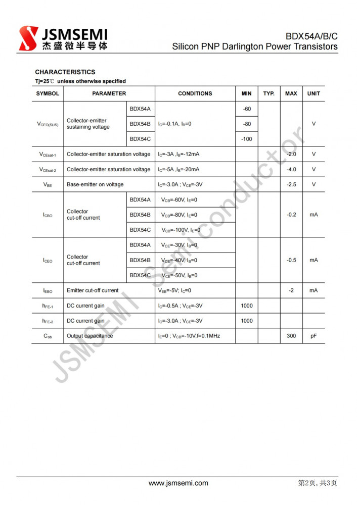 BDX54C datasheet page 2