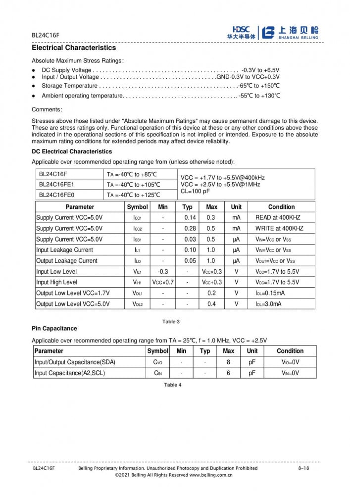 BL24C16F datasheet page 8