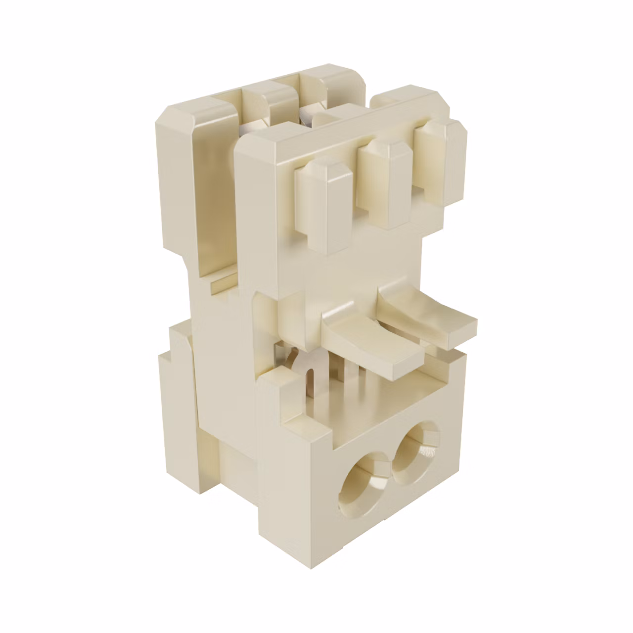Appli-Mate RAST 2.5 Connector, 2.50mm Pitch, Female, 5 Circuits, Positions A and F Removed, Polarizing Rib Between 2/3, Locking Pips, Slotted Endwalls, Gold Plating