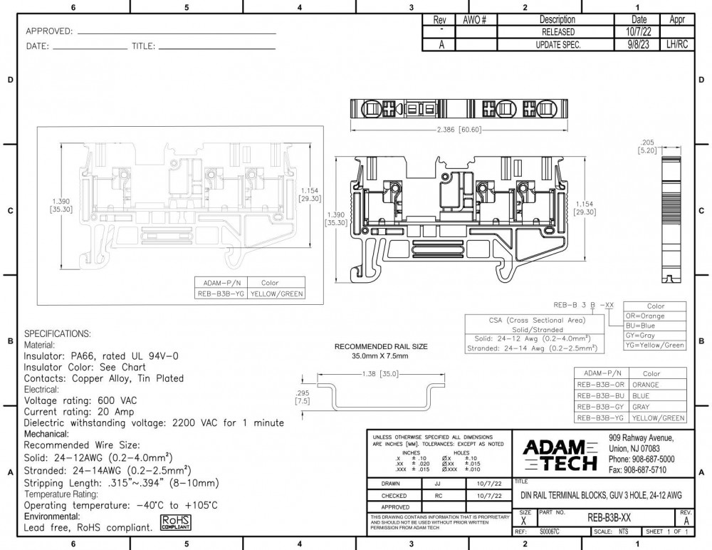 ADAM TECH REB-B3B-XX product document image