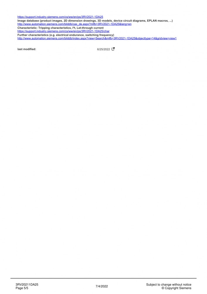 3RV20211DA25 technical document page 5