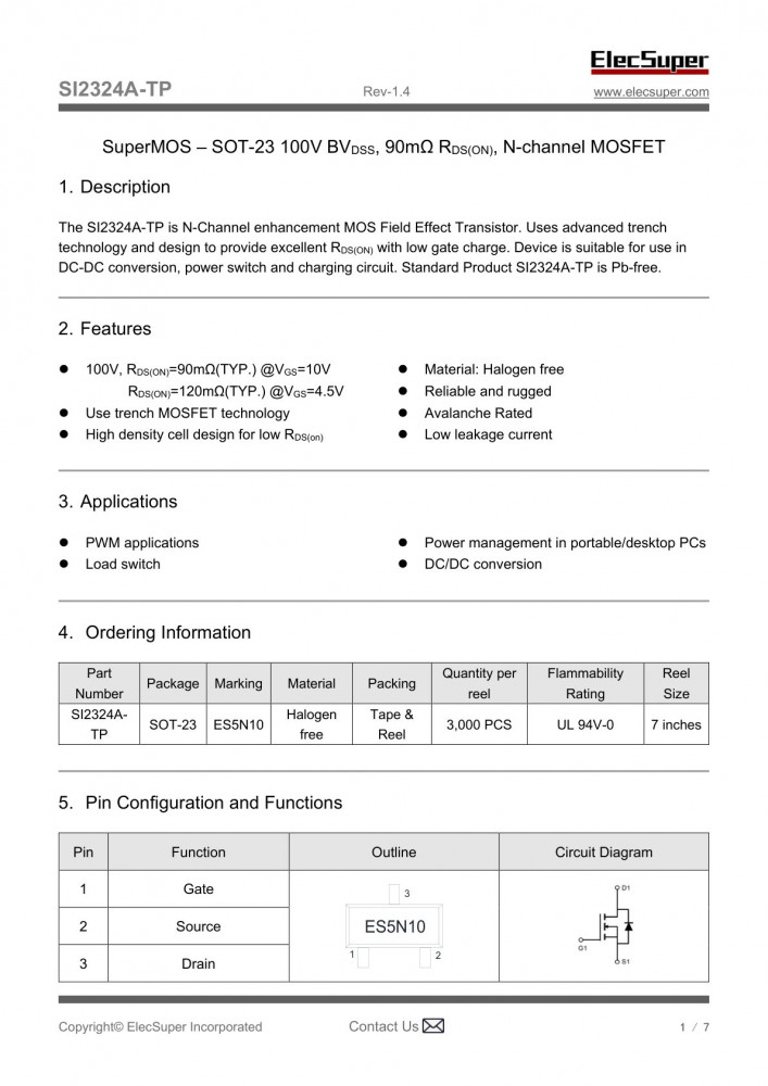 SI2324A-TP datasheet page 1