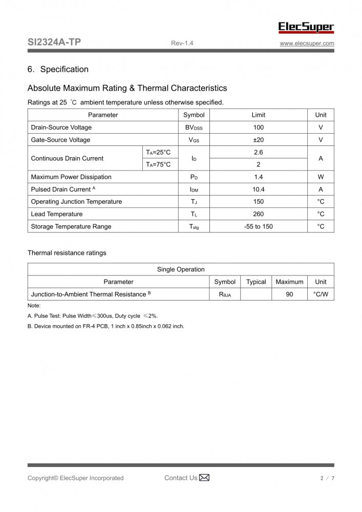 SI2324A-TP datasheet page 2