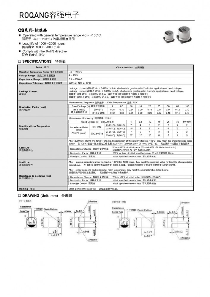 ROQANG CS series technical datasheet page 1