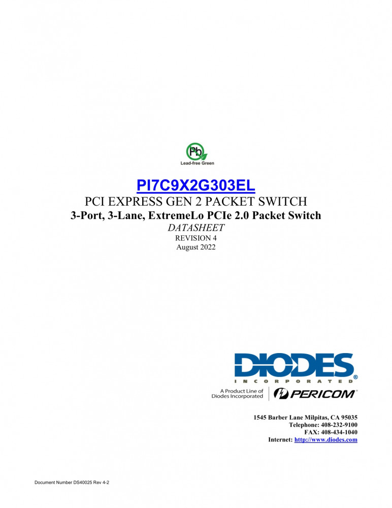 PI7C9X2G303ELBZXEX datasheet page 1