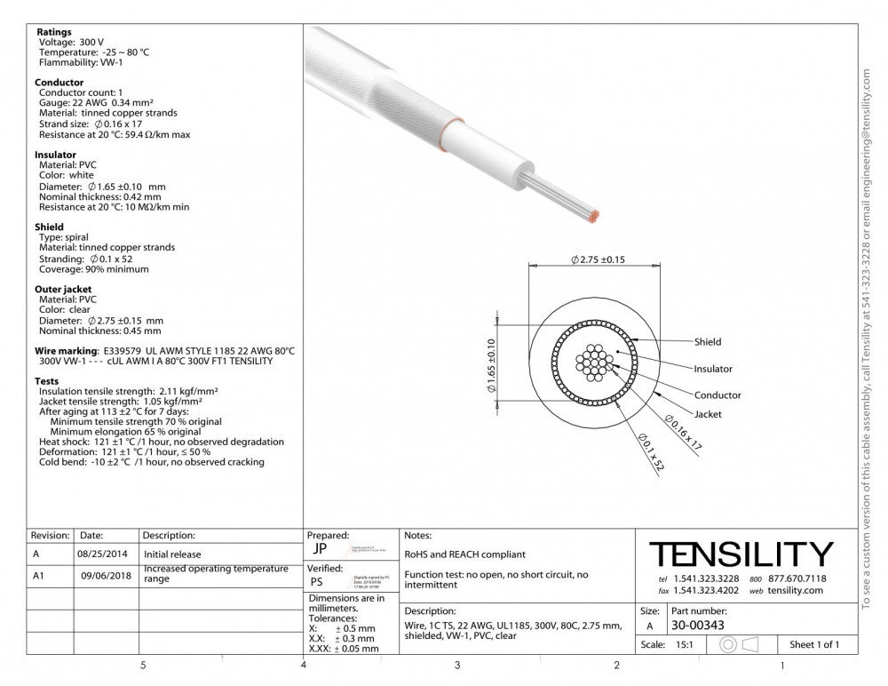 Tensility International 30-00343 product specification drawing