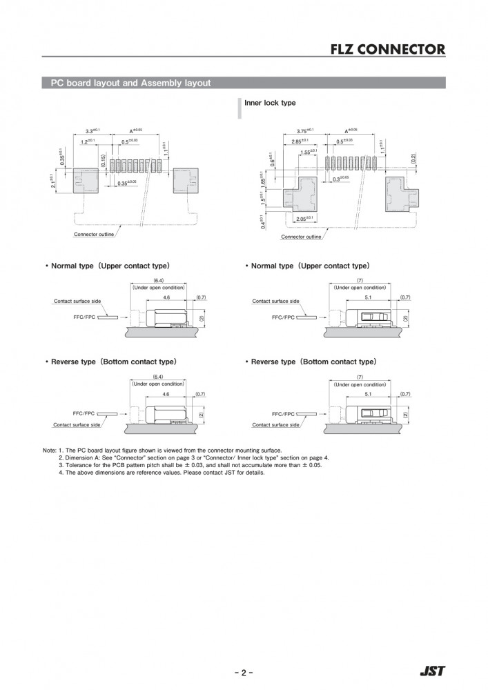 JST FLZ connector technical document page 2