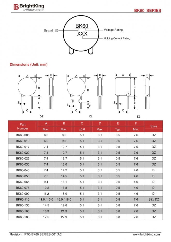 Brightking BK60 series datasheet page 2