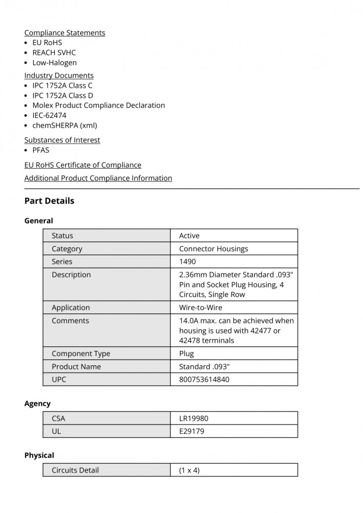 Molex .093 standard pin terminal document page 2