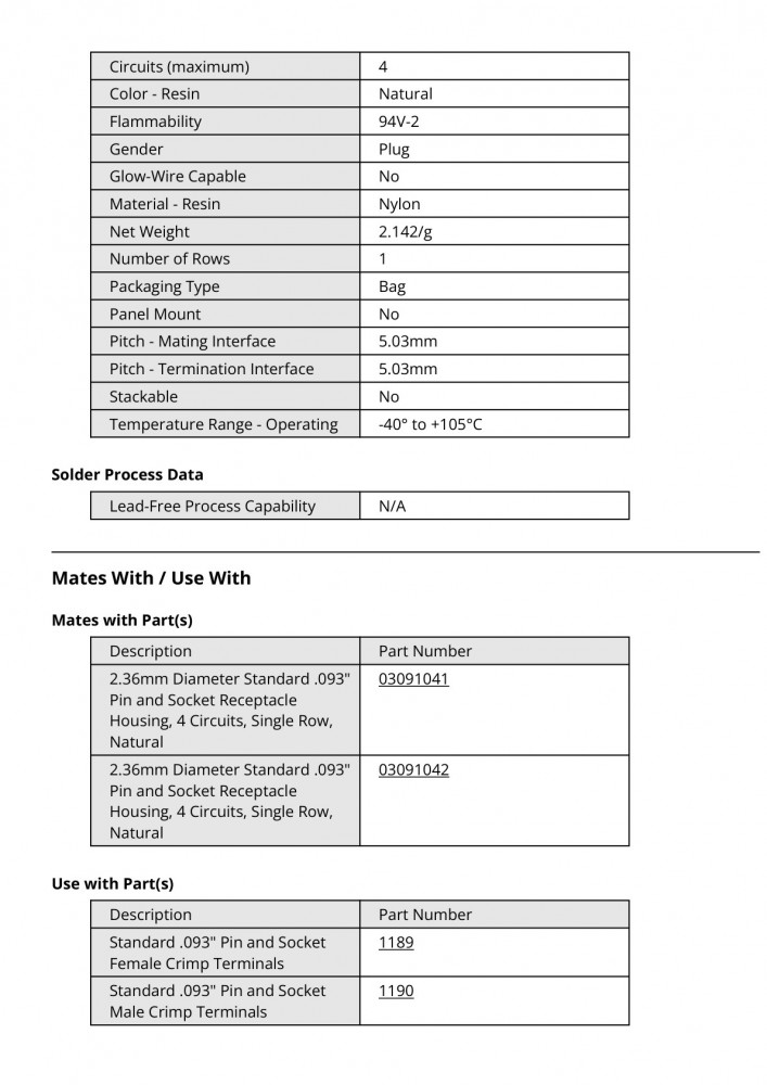 Molex .093 standard pin terminal document page 3