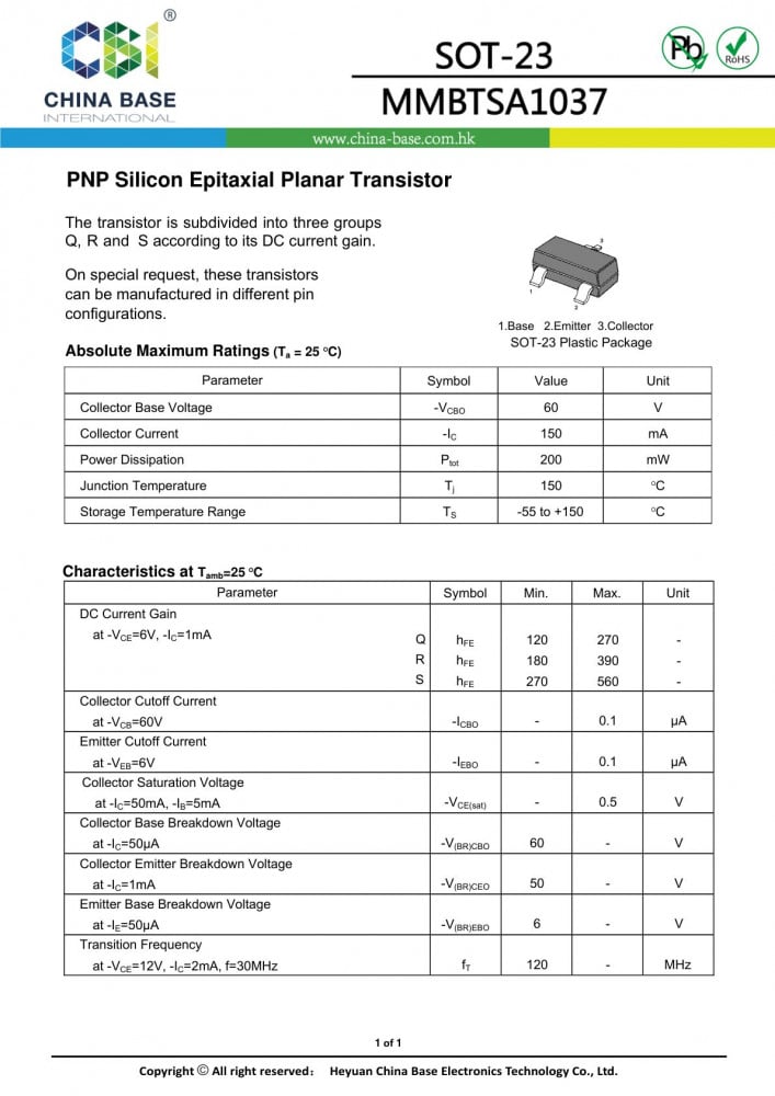 MMBTSA1037 datasheet page